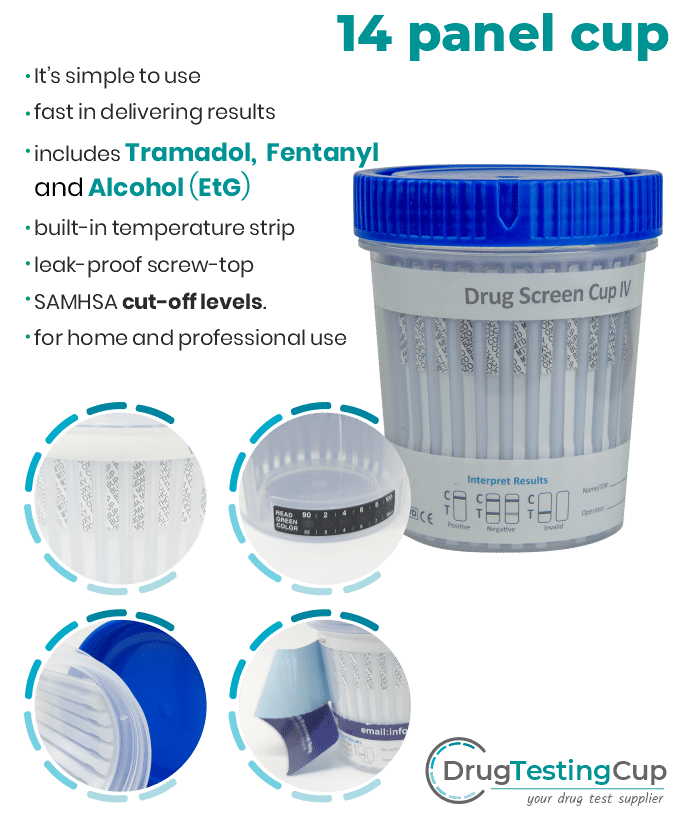 14 Panel Drug Test with EtG – Alcohol - Free shipping